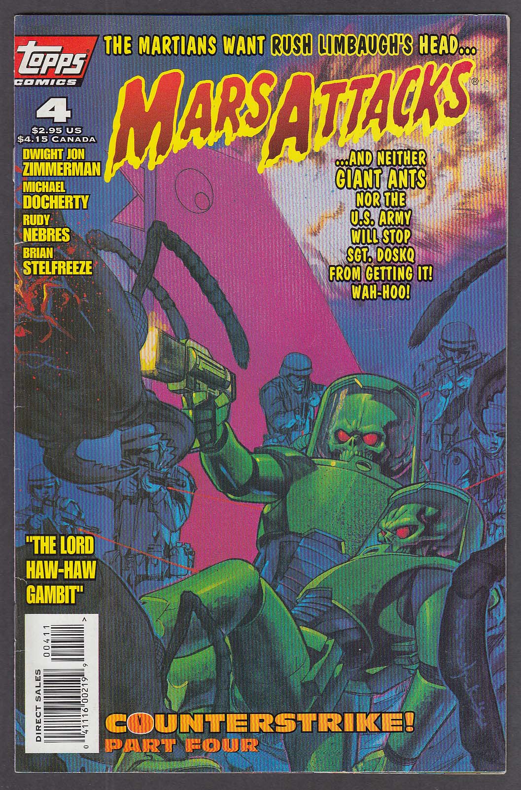 MARS ATTACKS Vol 2 #4 Topps comic book 1 1996 Counterstrike Part 4
