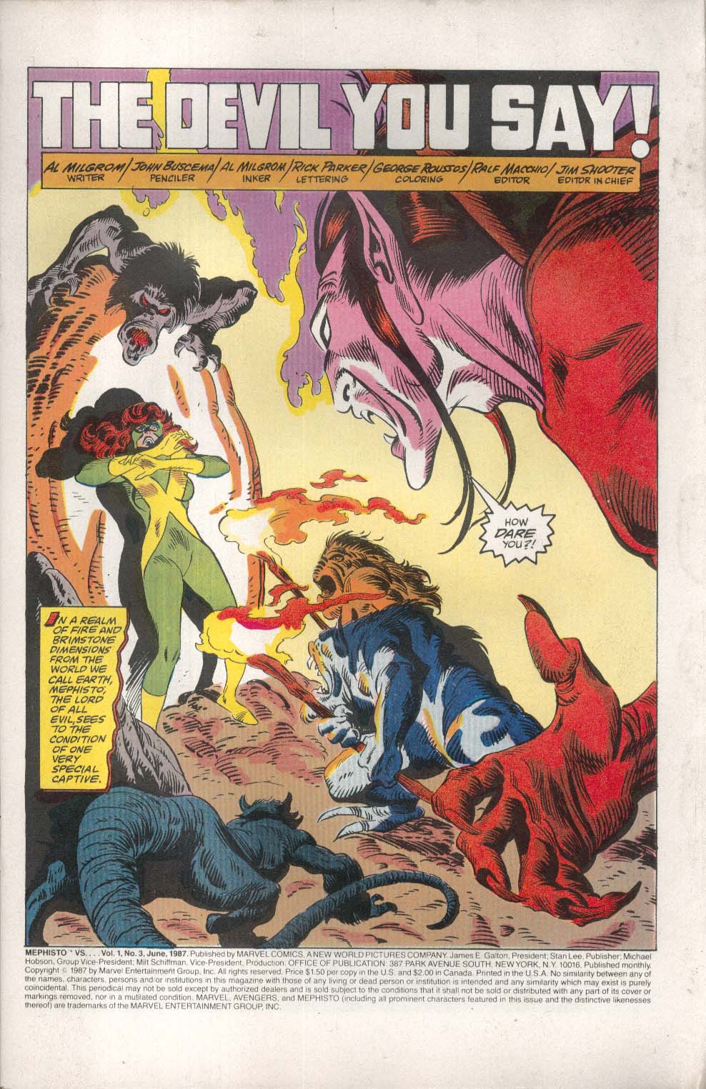 MEPHISTO vs the X-MEN #3 Marvel comic book 6 1987