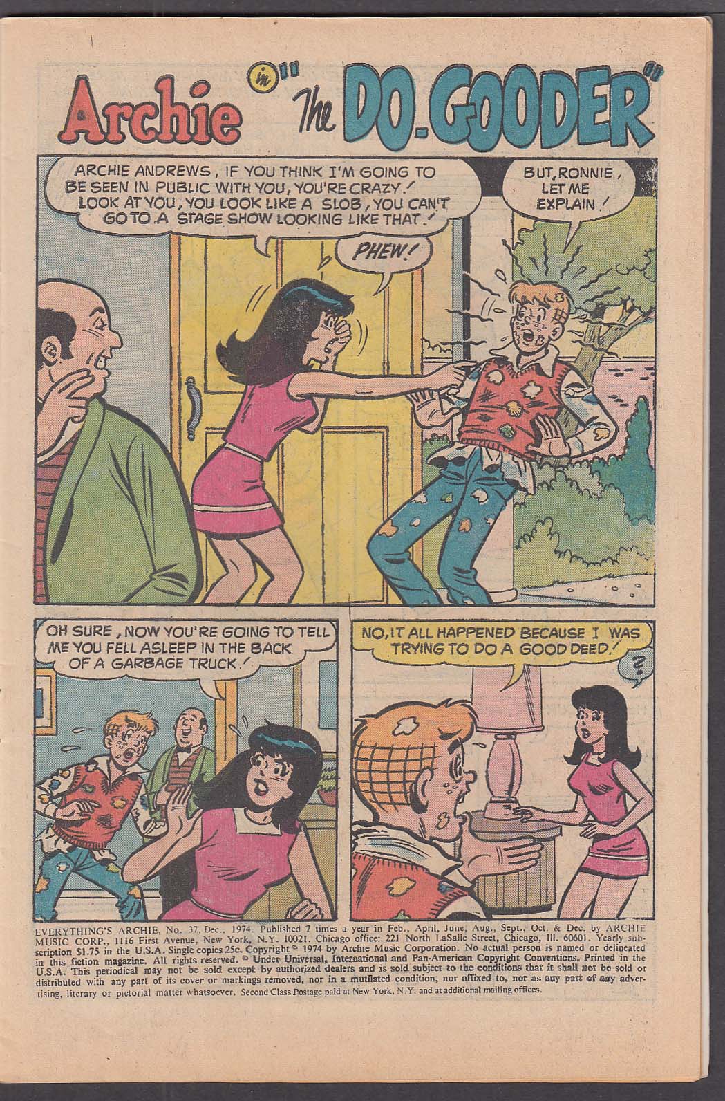 EVERYTHING'S ARCHIE #37 Archie Series comic book 12 1974