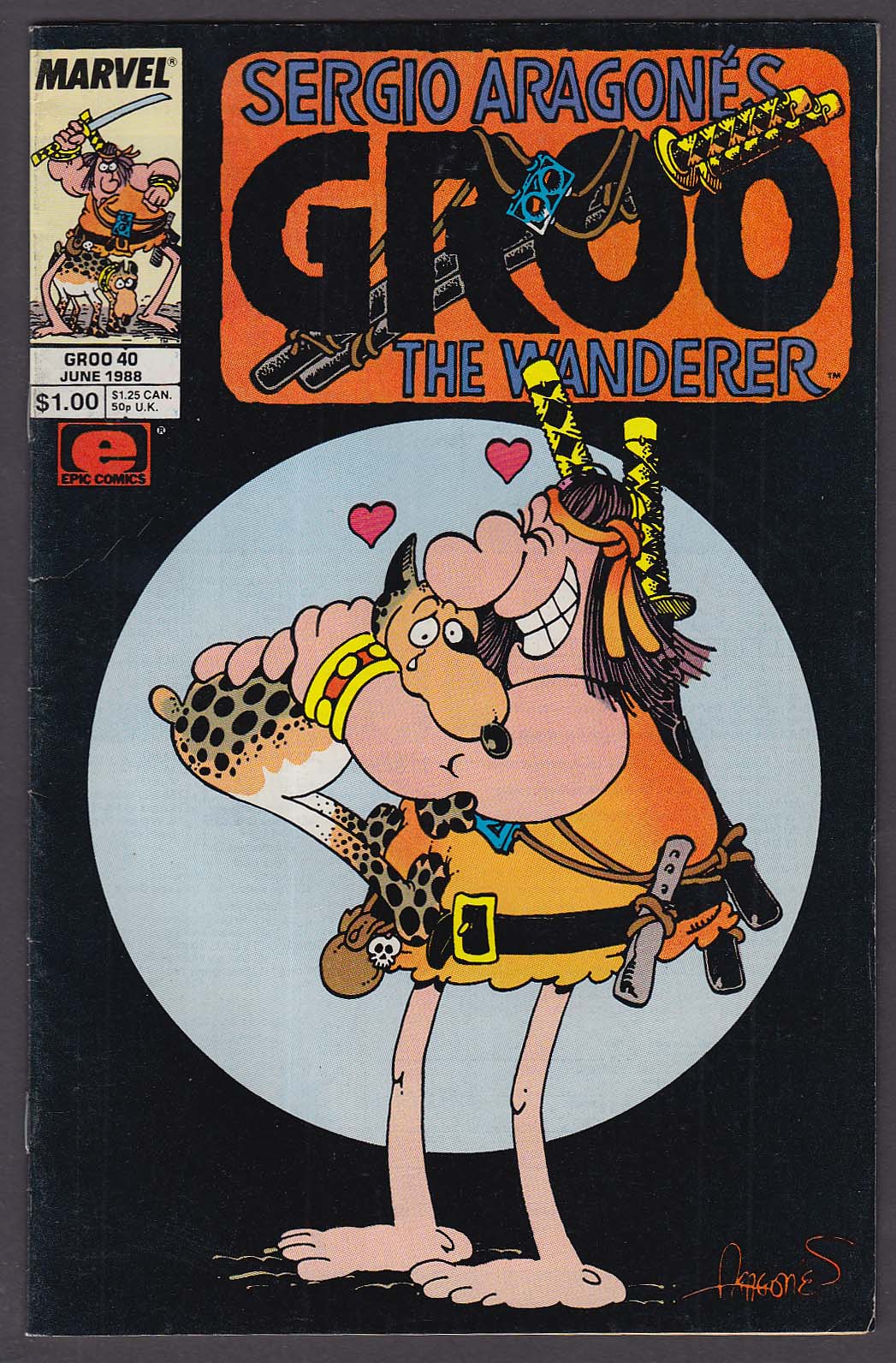 Sergio Aragones GROO the WANDERER #40 Marvel comic book 6 1988