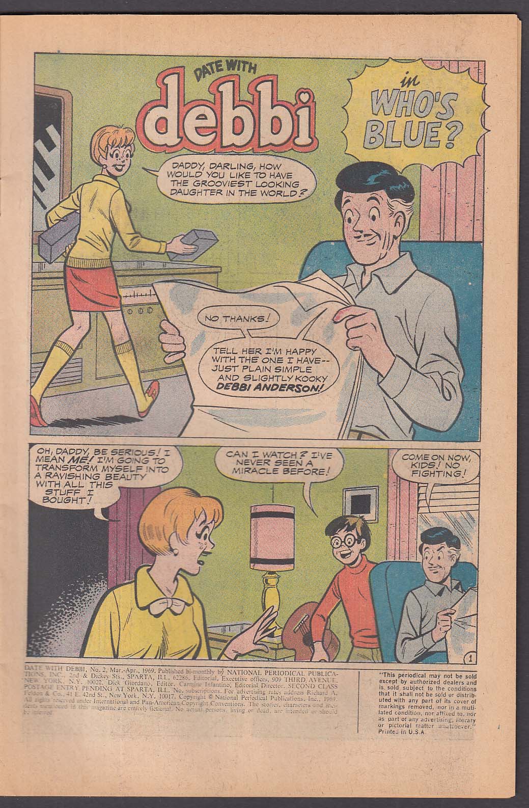 Date with DEBBI #2 DC comic book 3-4 1969