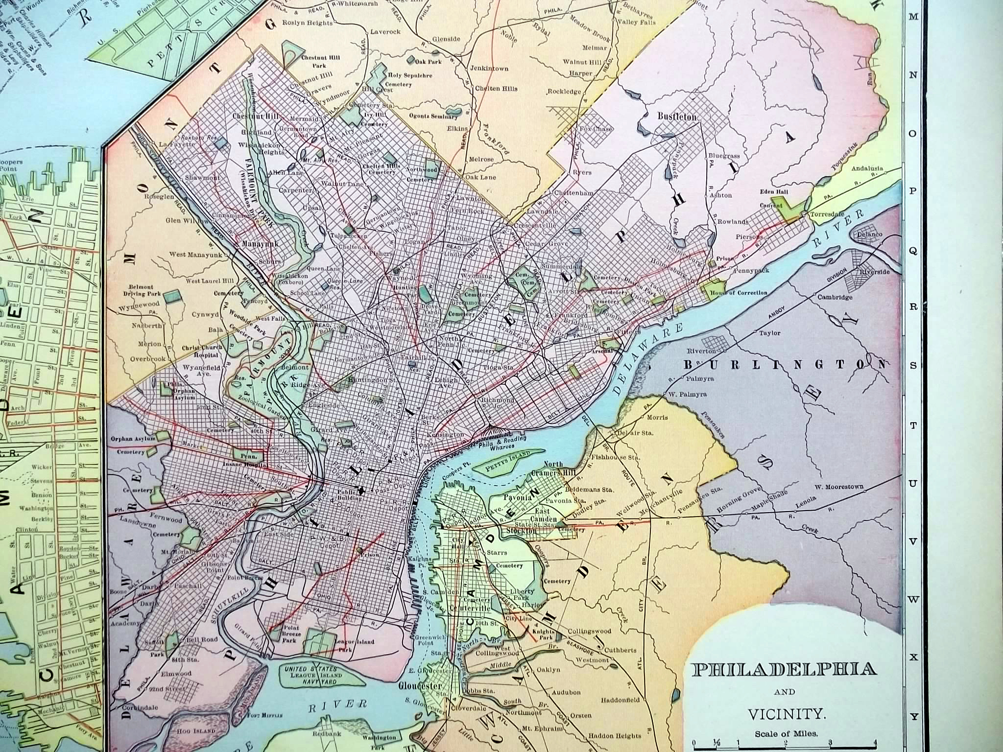 City of Philadelphia Pennsylvania 1912 Rand McNally color Map with ...