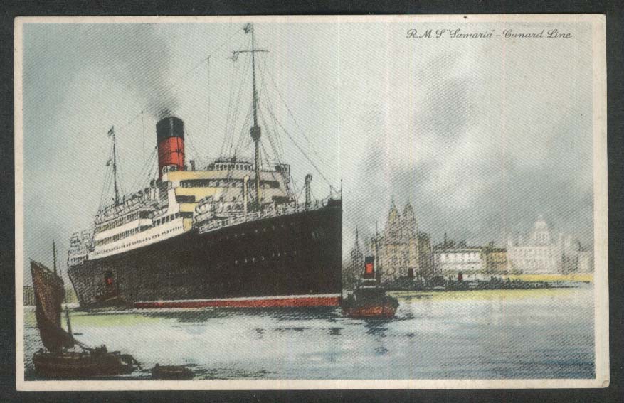 RMS Samaria Cunard Line ocean liner postcard 1920s