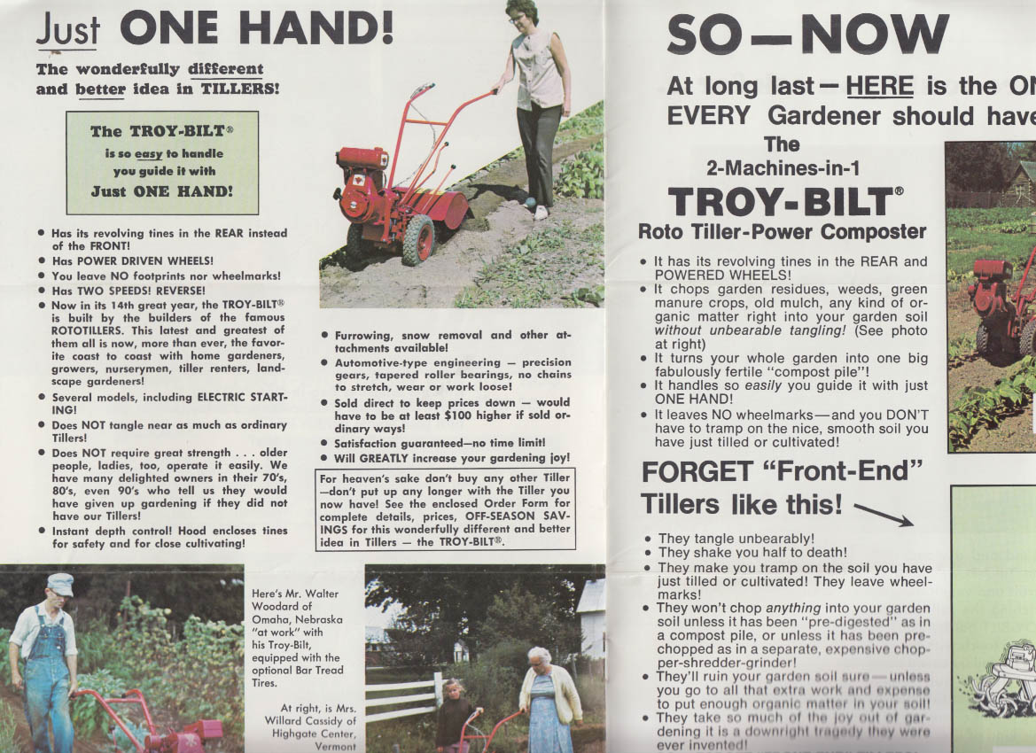 Troy-Bilt Roto-Tiller Power Composter sales brochure 1960s
