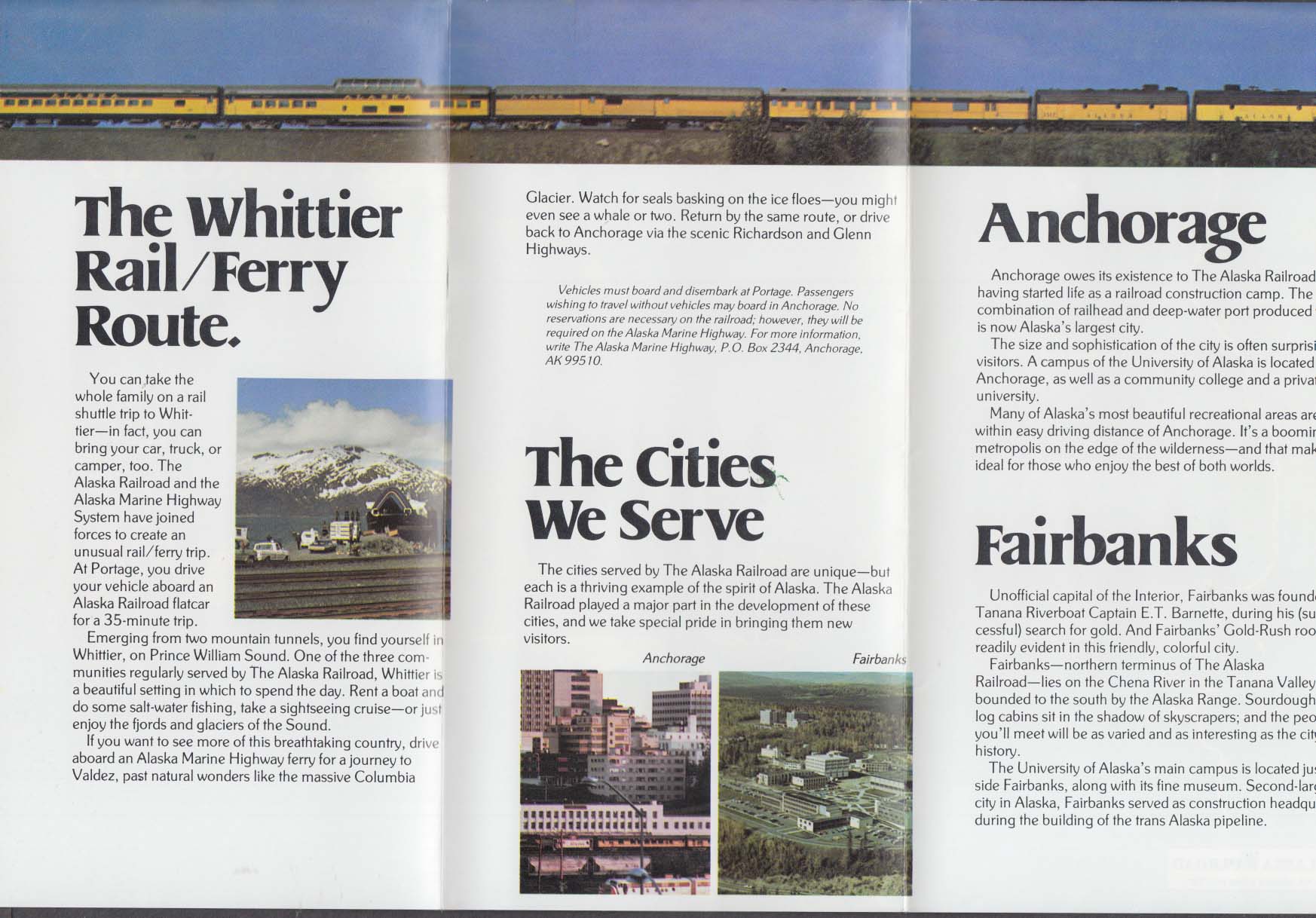 The Alaska Railroad excursion train tourist folder 1980s